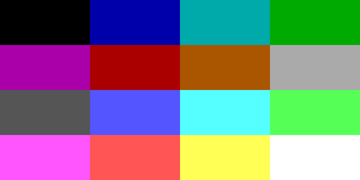 16 Colors (DOS ANSI Art palette) Palette