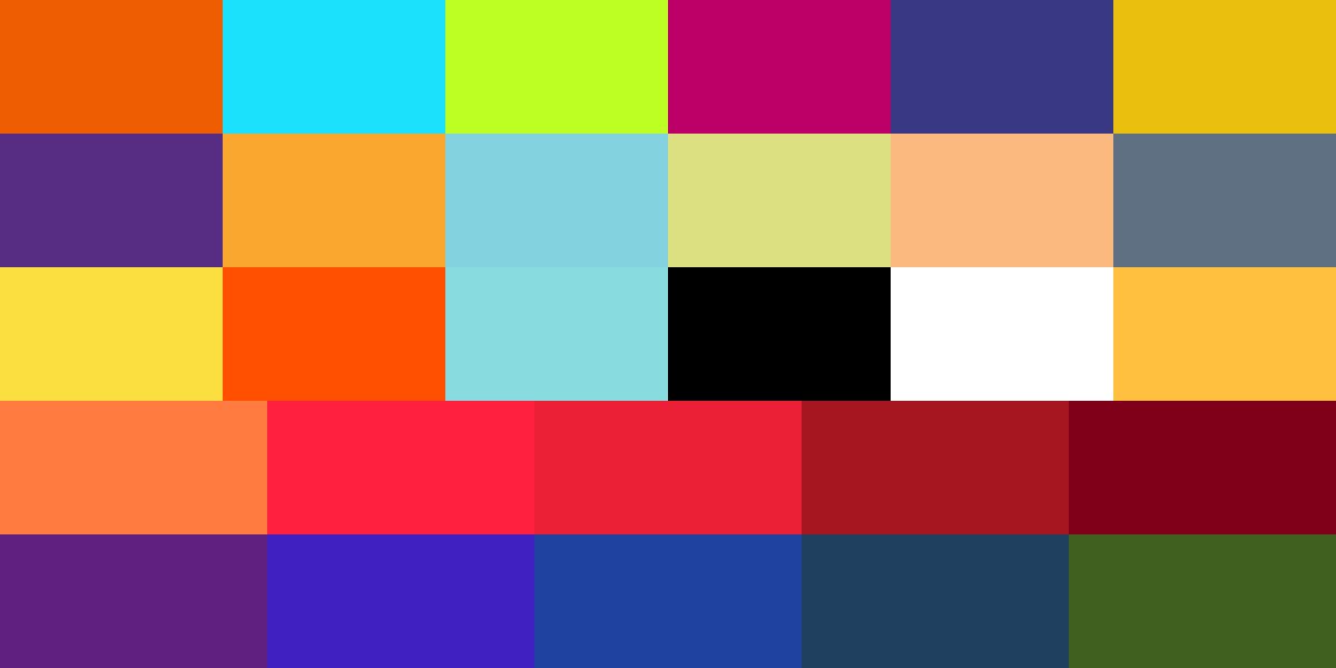 1981, 2001 and nicktoons colors Palette