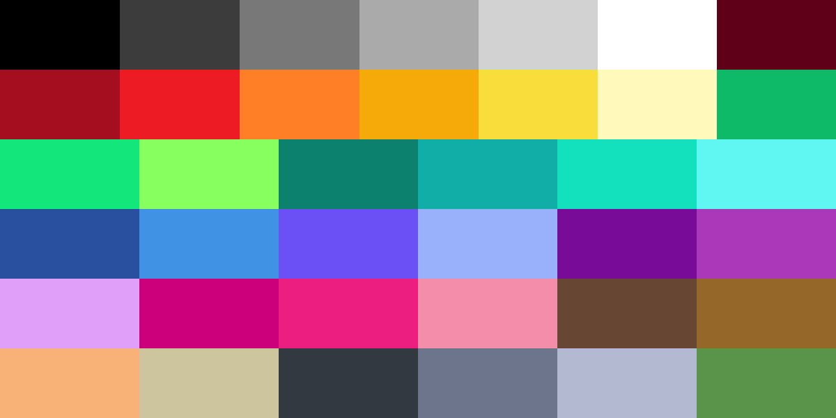 My available colours on Wplace Palette