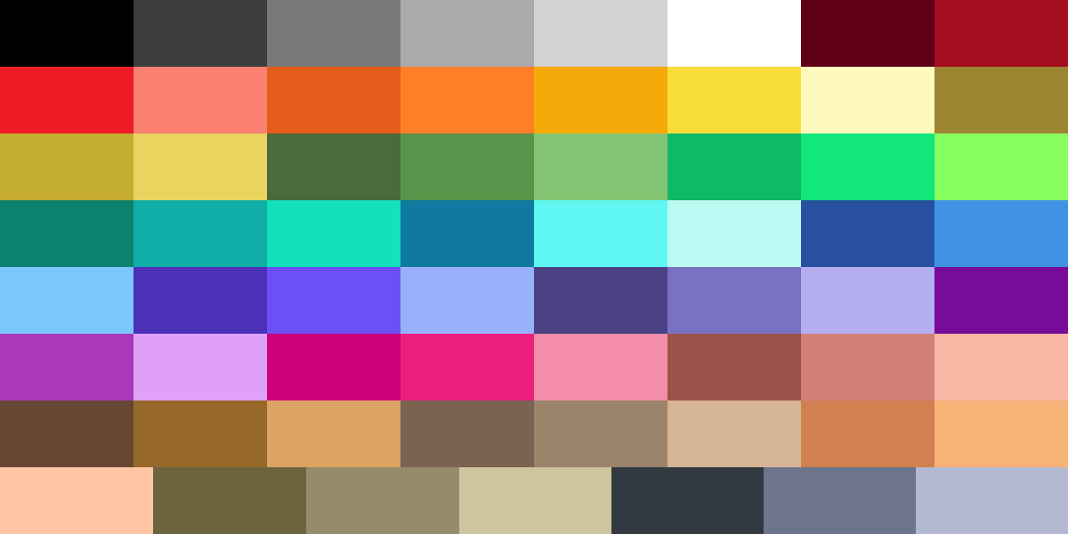Pixel art palette Rainbow Colors Palette