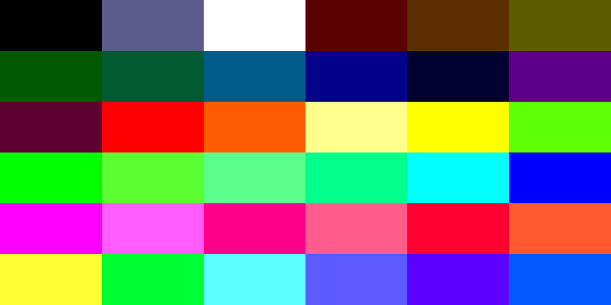 The 36 Colour RGB Pallete! Palette
